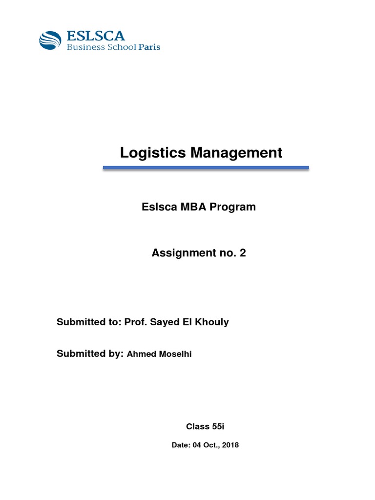 Logistics Management: Eslsca MBA Program | PDF | Business | Economies
