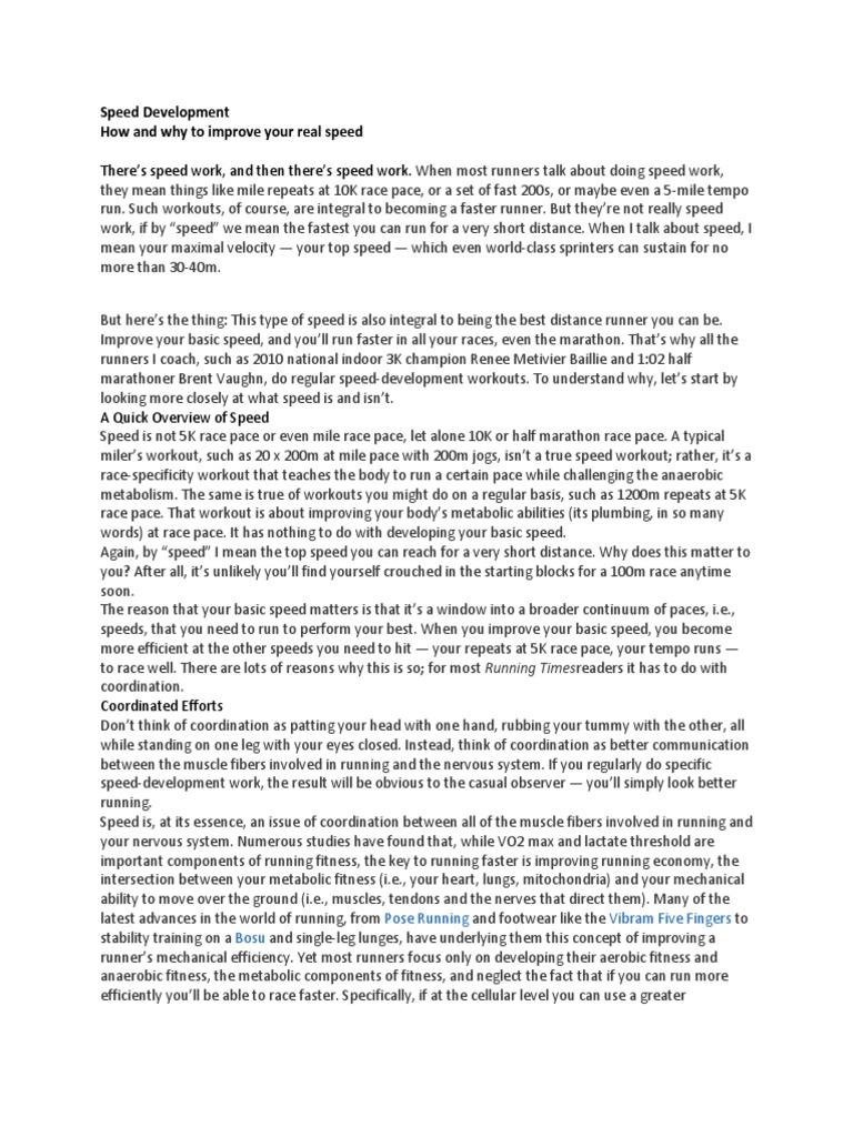 There's Speed Work, and Then There's Speed Work.: Speed Development How ...