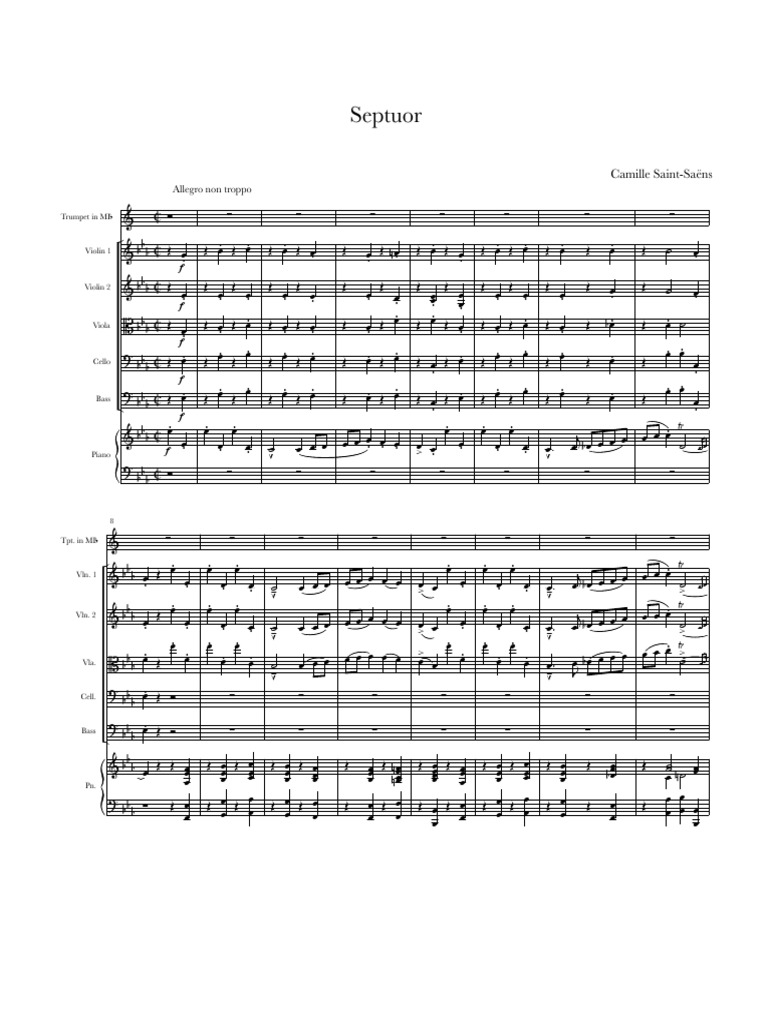 Saint-Saëns Septuor-Gavotte Et Final PDF | PDF | Continuous Pitch ...