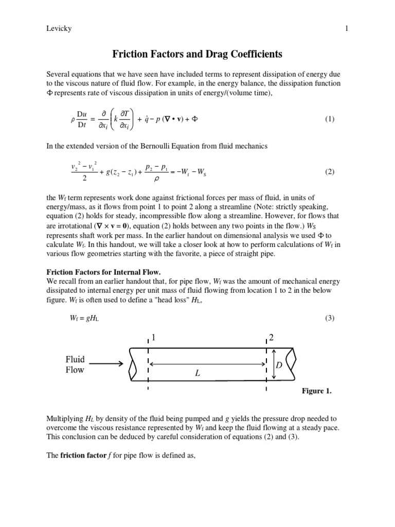 Friction Factors and Drag Coefficients: t u ρ x T k x q | PDF | Drag (Physics) | Fluid Dynamics