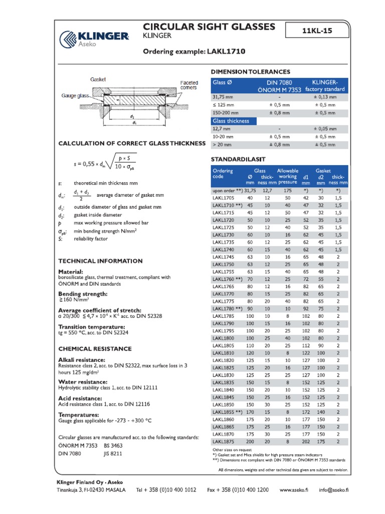Circular Sight Glasses 11KL-15 | PDF