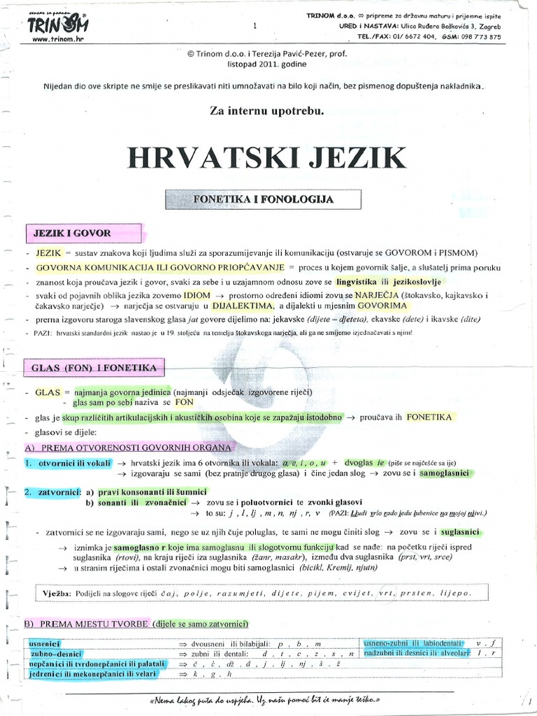 Skripta Za Maturu - Hrvatski | PDF