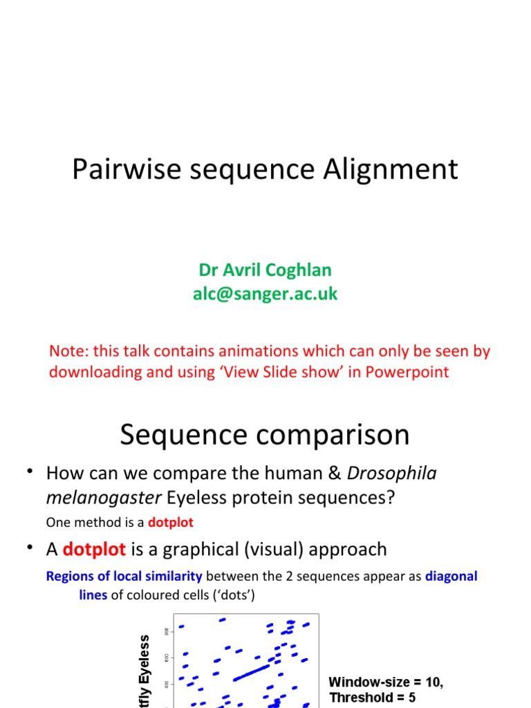 Pairwise Sequence Alignment: DR Avril Coghlan Alc@sanger - Ac.uk | PDF ...
