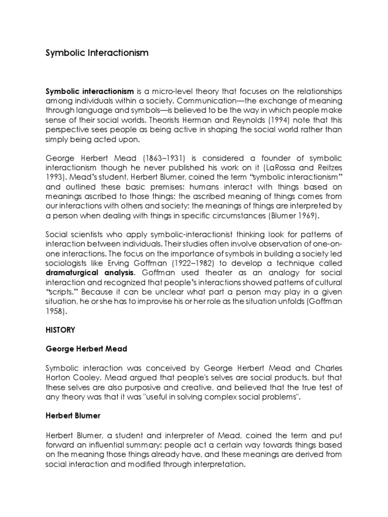 Sociology: Symbolic Interactionism | PDF | Human Communication ...