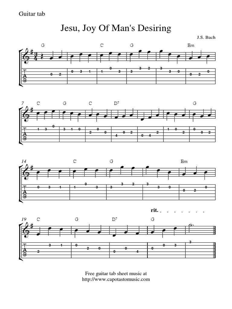 Jesu, Joy of Man's Desiring: Guitar Tab | PDF | Musical Compositions ...