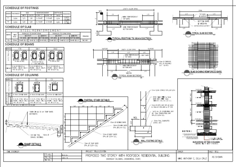 Schedule of Footings: Typical Footing Tie Beam Section | PDF | Civil ...