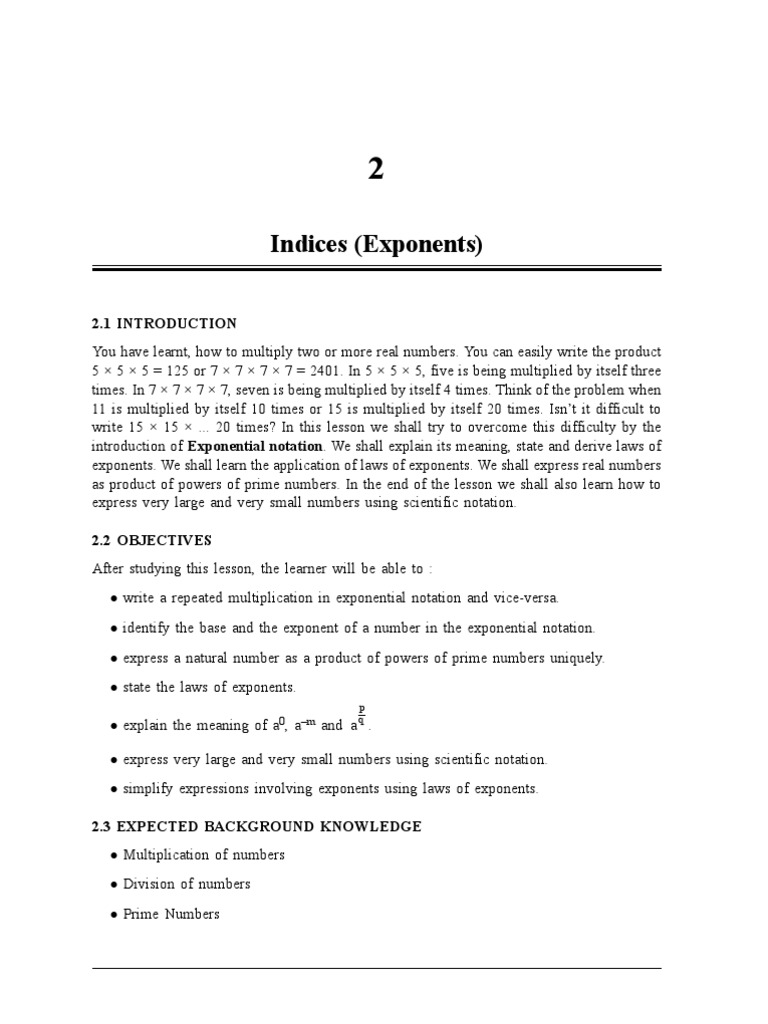 Indices | PDF | Exponentiation | Multiplication