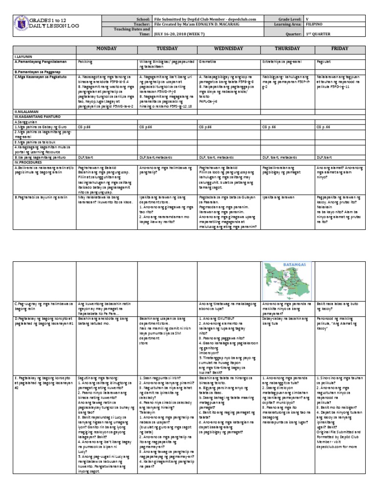 DLL Filipino 5 q1 w7 | PDF