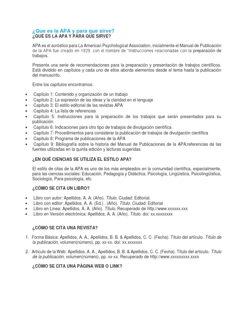 Que Es La APA y para Que Sirve | PDF | Science | Ciencia (general)
