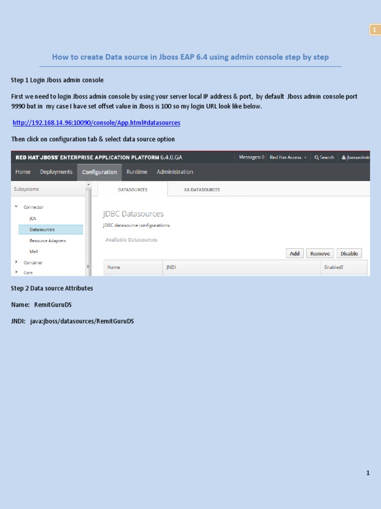 How To Create Data Source Through Jboss Admin Console | PDF | Databases | Information Management