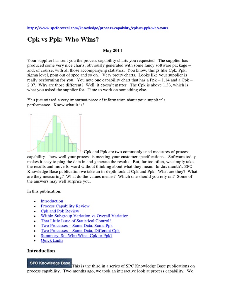 CP, CPK, PP and PPK | PDF | Standard Deviation | Statistics