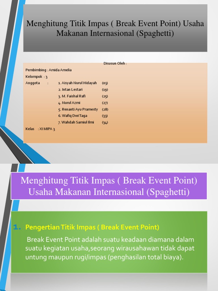 Menghitung Titik Impas (Break Event Point) | PDF