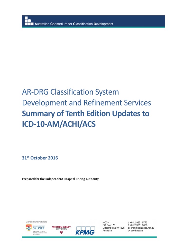 ICD-10-AM - ACHI - ACS - Summary of Updates Tenth Edition 311016 | PDF ...