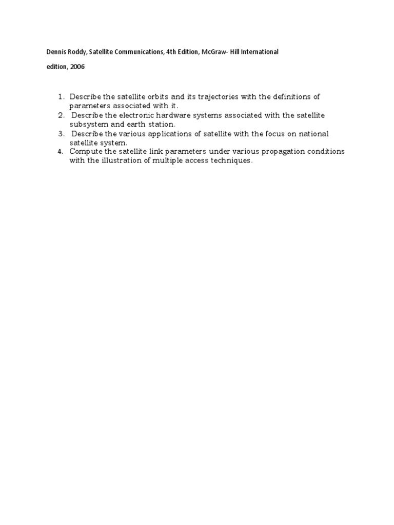 Dennis Roddy, Satellite Communications, 4Th Edition, Mcgraw-Hill ...