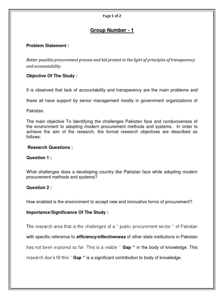 Group Number - 1: Problem Statement | PDF