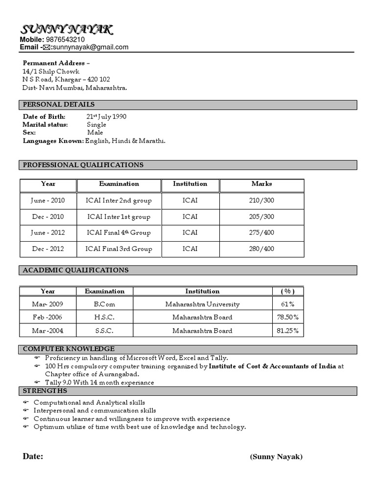 Indian Resume Formats PDF | PDF | Compiler | Support Vector Machine