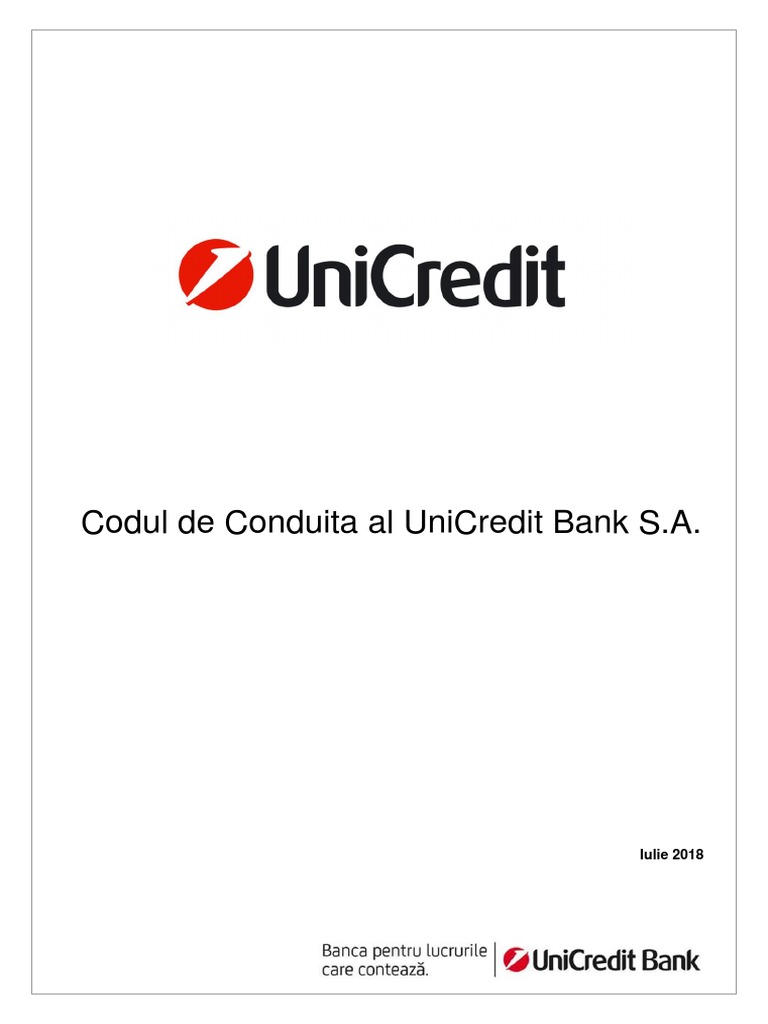 Codul de Conduita UniCredit Bank PDF | PDF