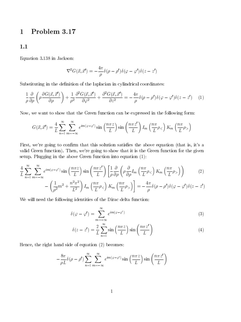 1 Problem 3 17 Pdf Green S Function Equations