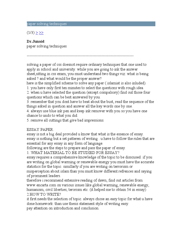 Paper Solving Techniques | Download Free PDF | English Language | Essays