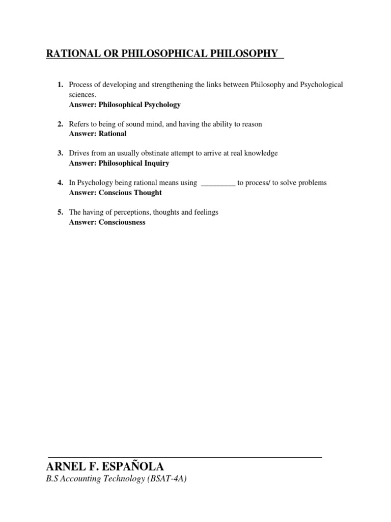 Rational or Philosophical Philosophy | PDF | Rationality | Thought