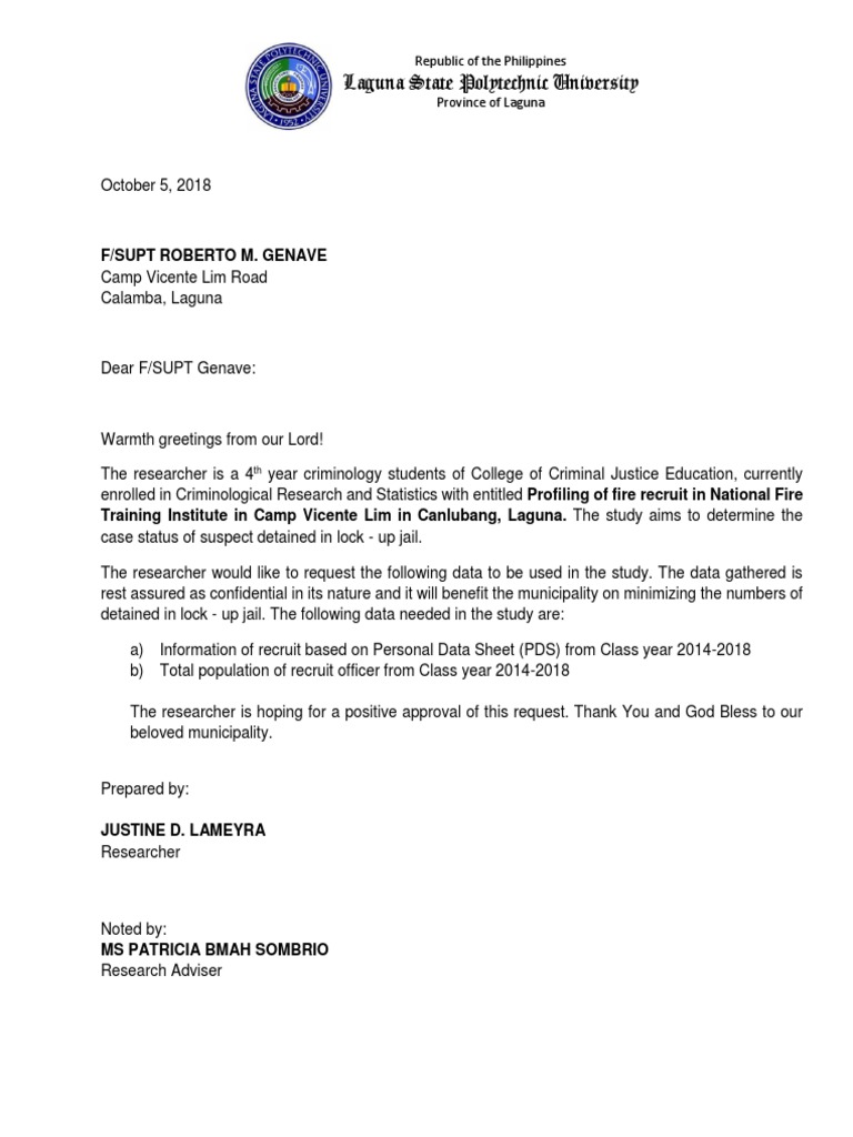 Request Letter | PDF | Law Enforcement | Crime & Violence