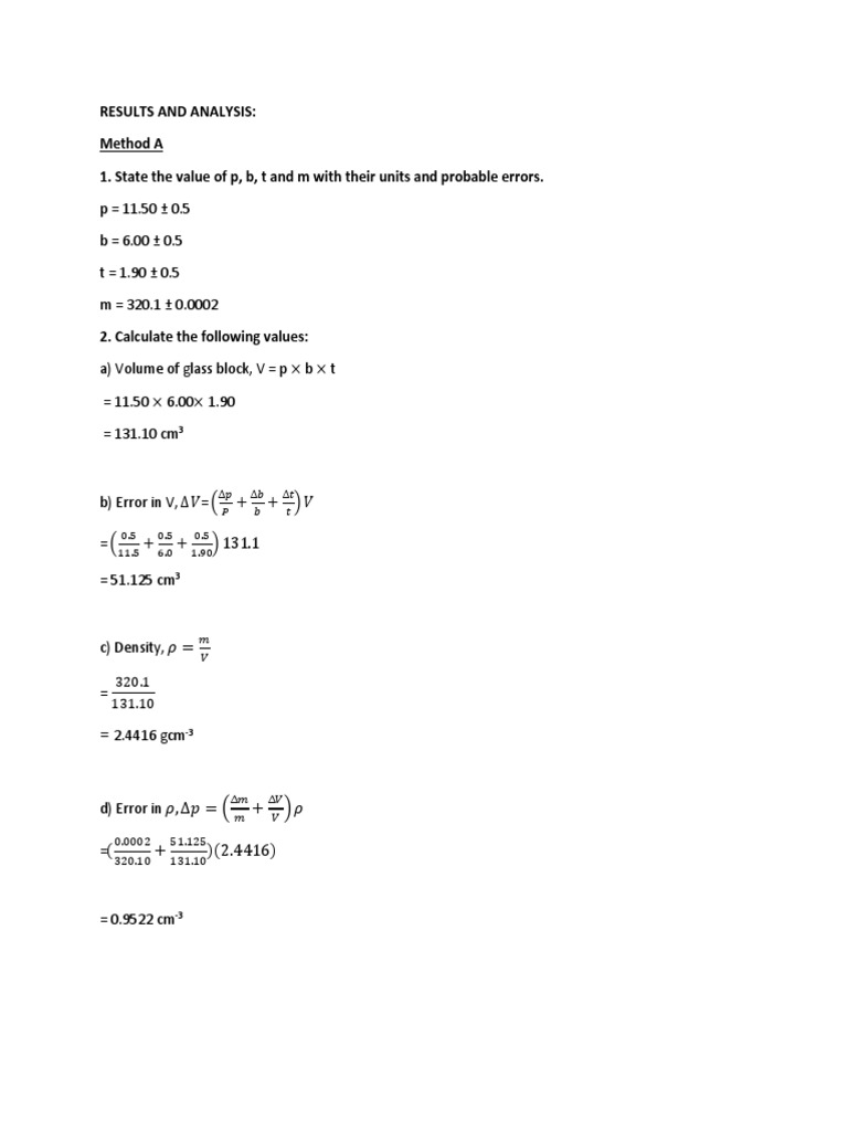 Results Phy Exp. 1 | PDF