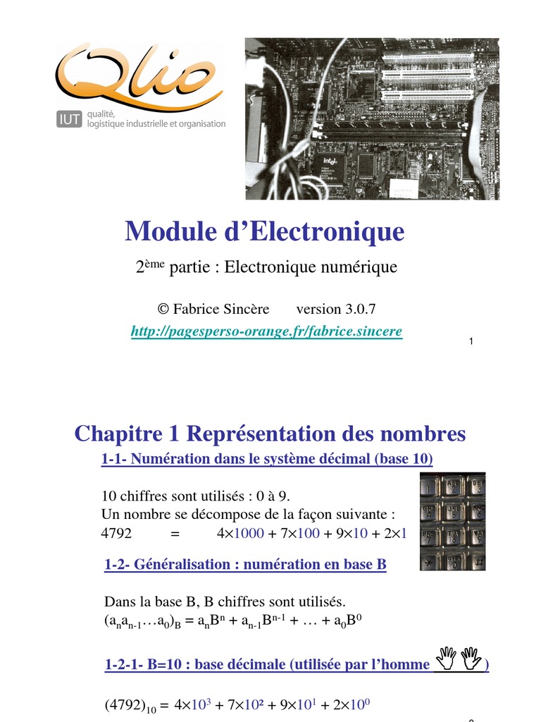 Cours Electronique Numerique | PDF | Algèbre de Boole (logique) | Enseignement des mathématiques