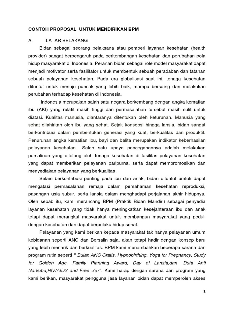 Contoh Proposal Untuk Mendirikan BPM | PDF