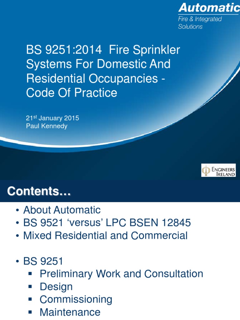 BS 9251 2014 Fire Sprinkler Systems For Domestic and Residential ...