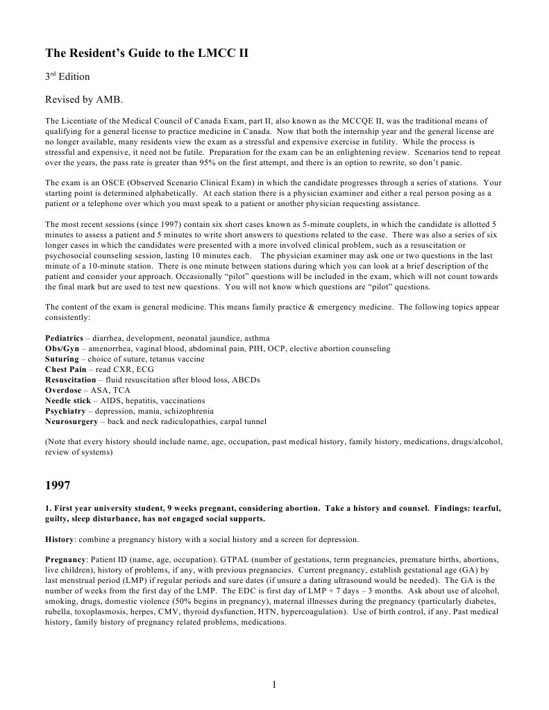 The Resident's Guide To LMCC II (And MCC Qualifying Exam II) | PDF ...