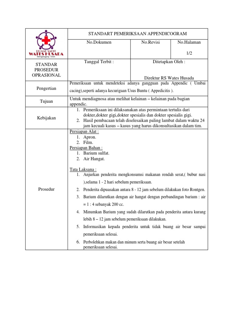 Prosedur Appendicogram RS Wates | PDF | Kesehatan Holistik