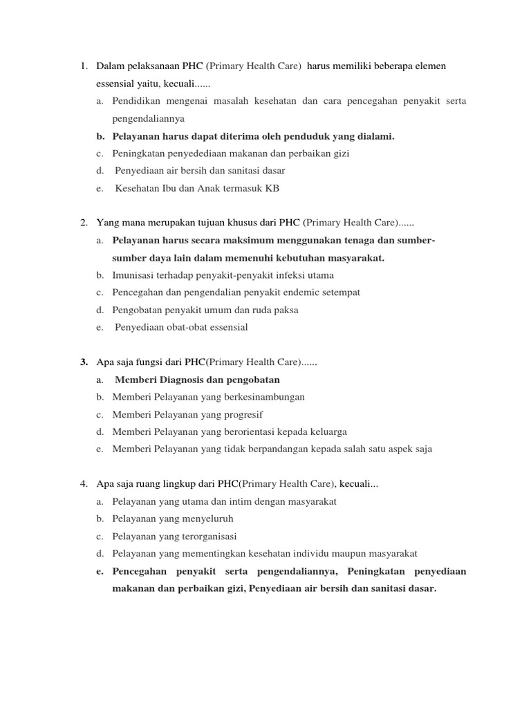 Soal Dalam Pelaksanaan PHC | PDF