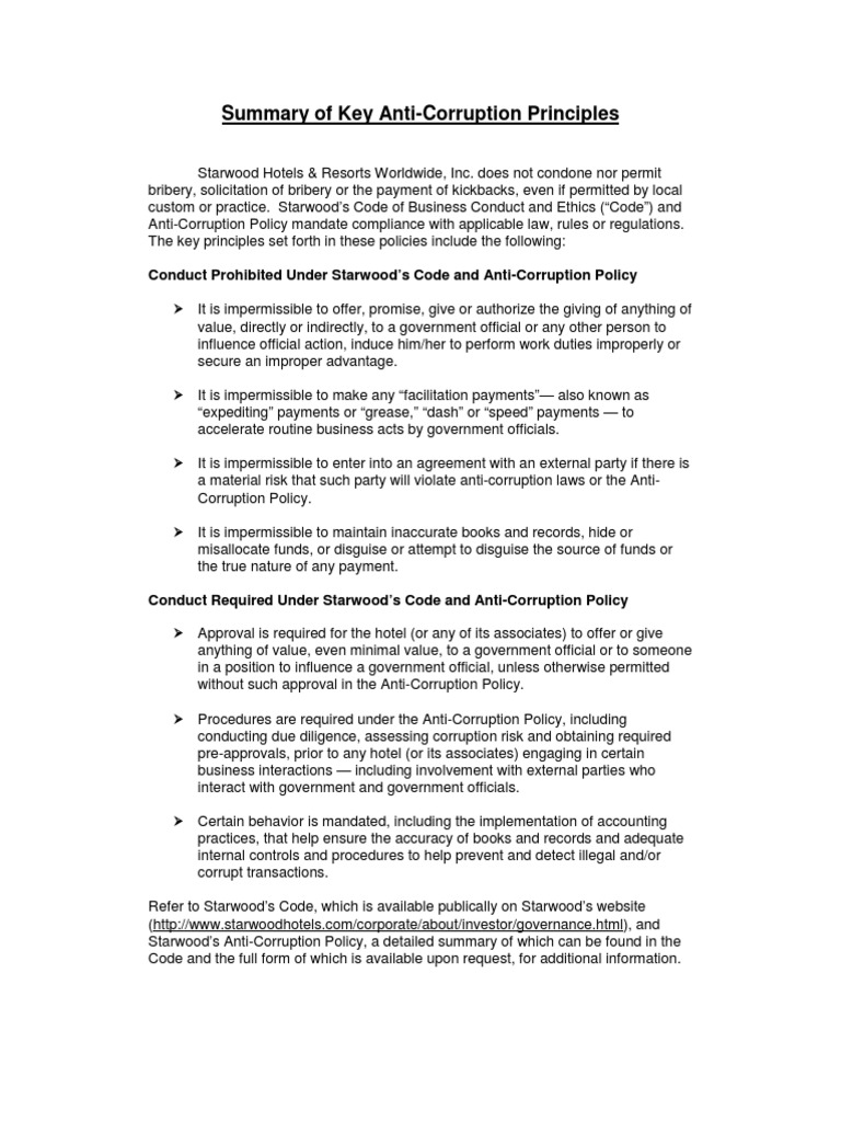 Anti Corruption Principle | PDF | Corruption | Bribery