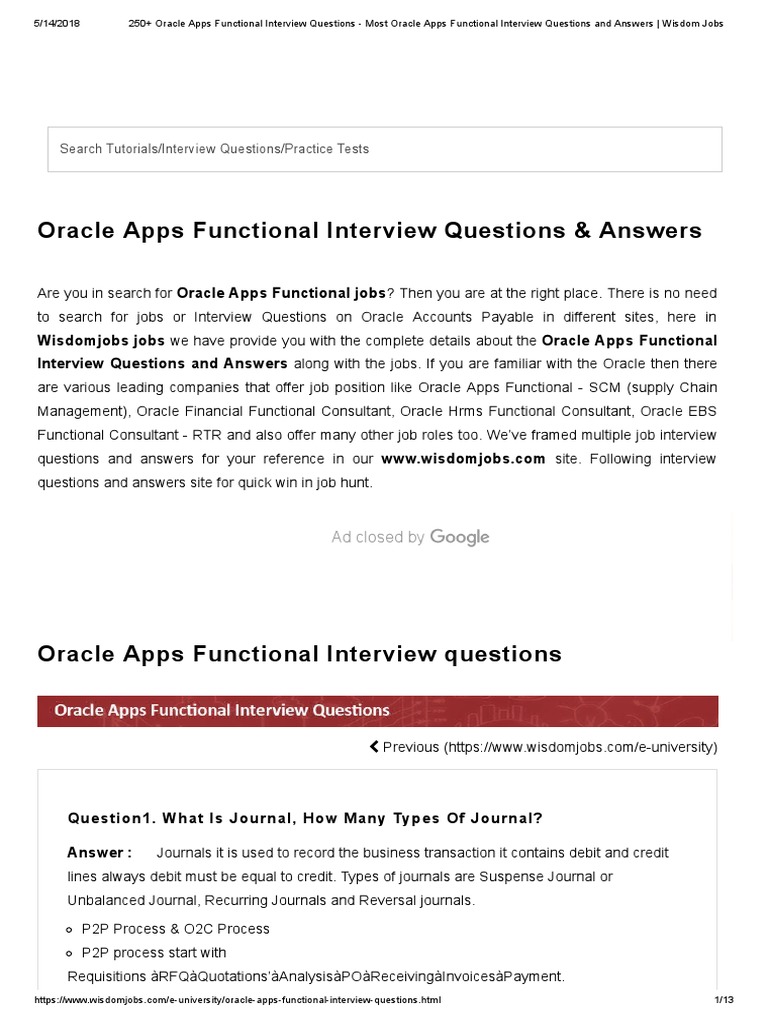 250+ Oracle Apps Functional Interview Questions - Most Oracle Apps ...