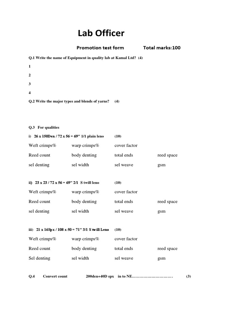 Lab Officer Promotion Test Overview | PDF