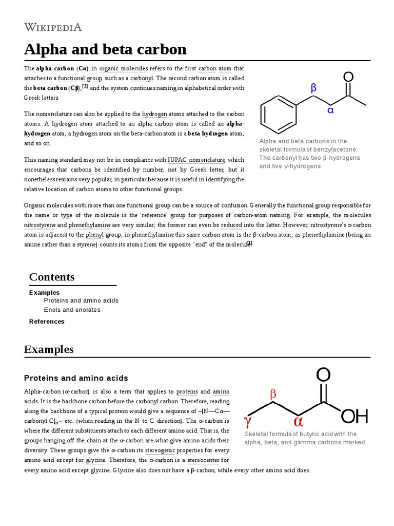 Alpha and Beta Carbon | PDF | Organic Compounds | Chemical Substances