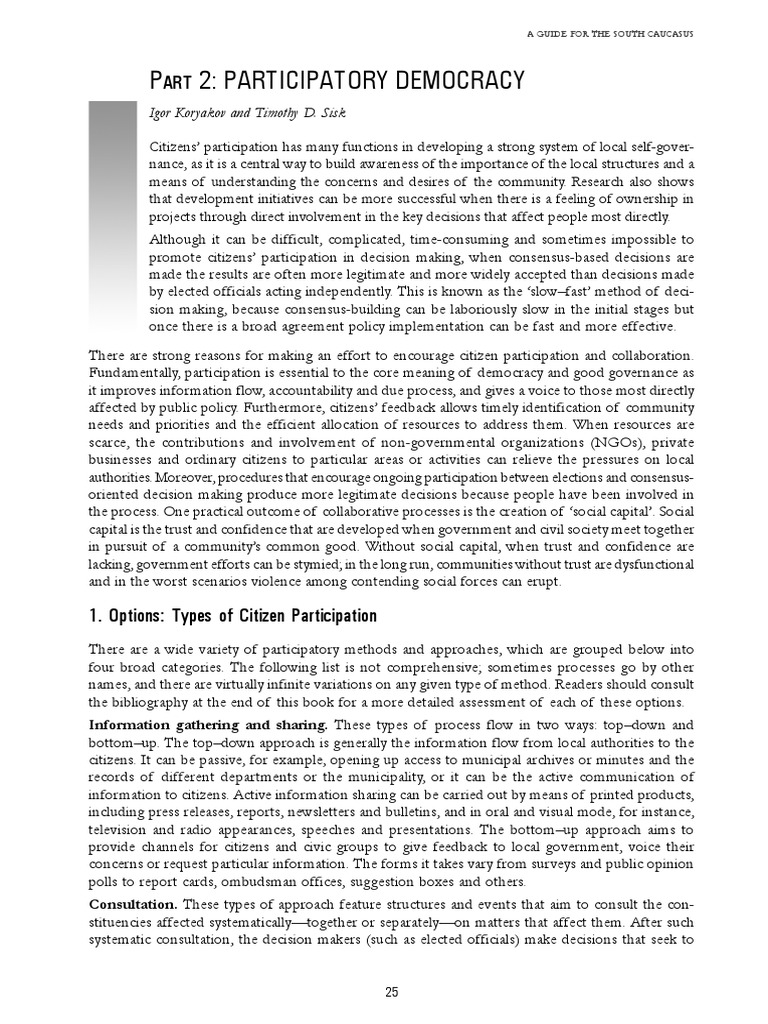 Participatory Democracy | PDF | Evaluation | Governance