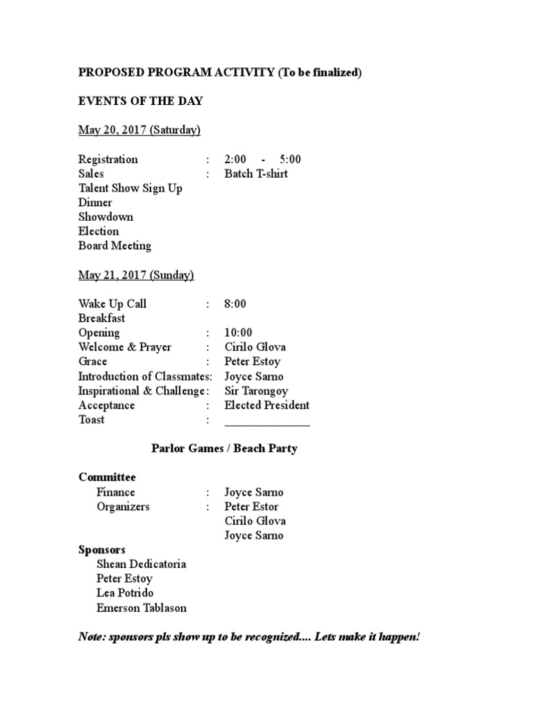 Proposed Program Activity | PDF