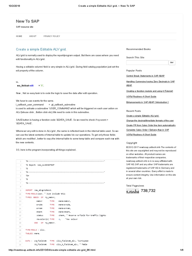 Create A Simple Editable ALV Grid | PDF | Computer Engineering | Computer Programming