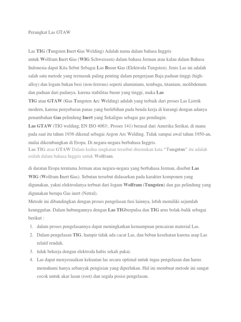 Perangkat Las GTAW | PDF