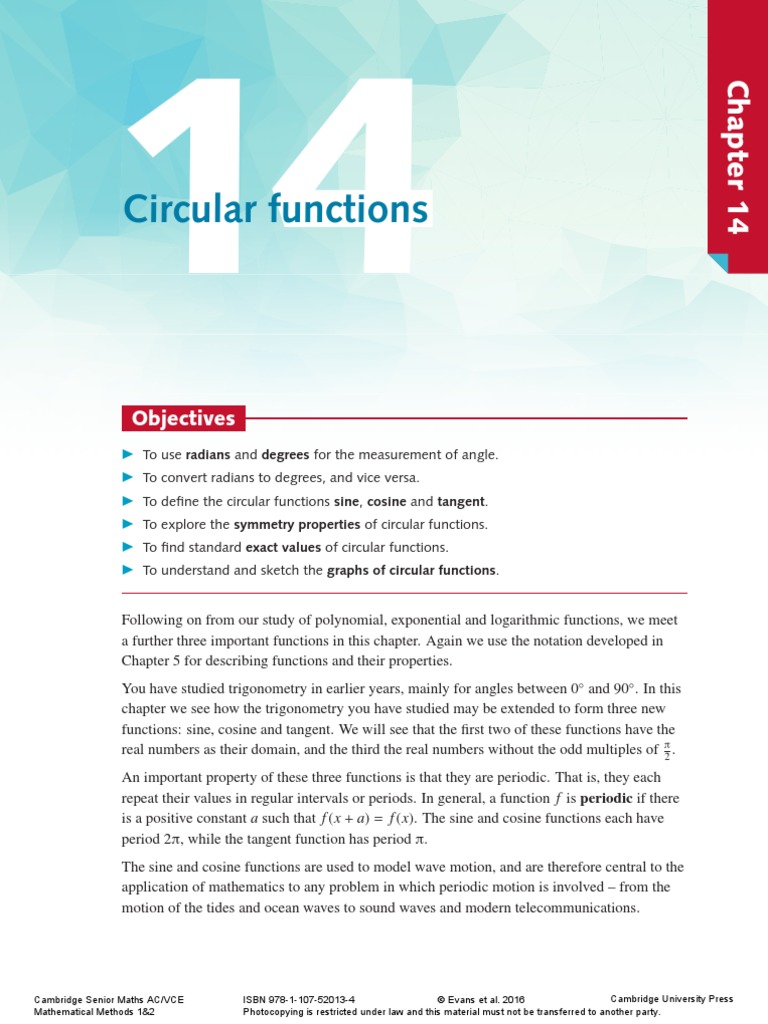 Chapter 14 Circular Functions | PDF | Trigonometric Functions | Sine
