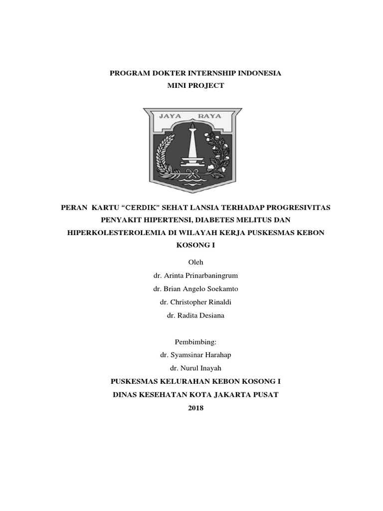 MiniProject Kartu Cerdik Sehat Untuk Lansia - KK1 - Tambahan Intervensi Dan Penyuluhan | PDF