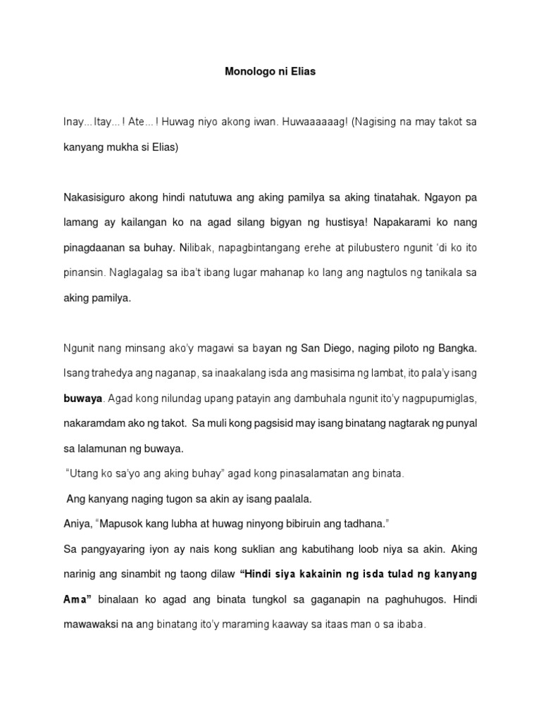 Monologo Ni Elias | PDF