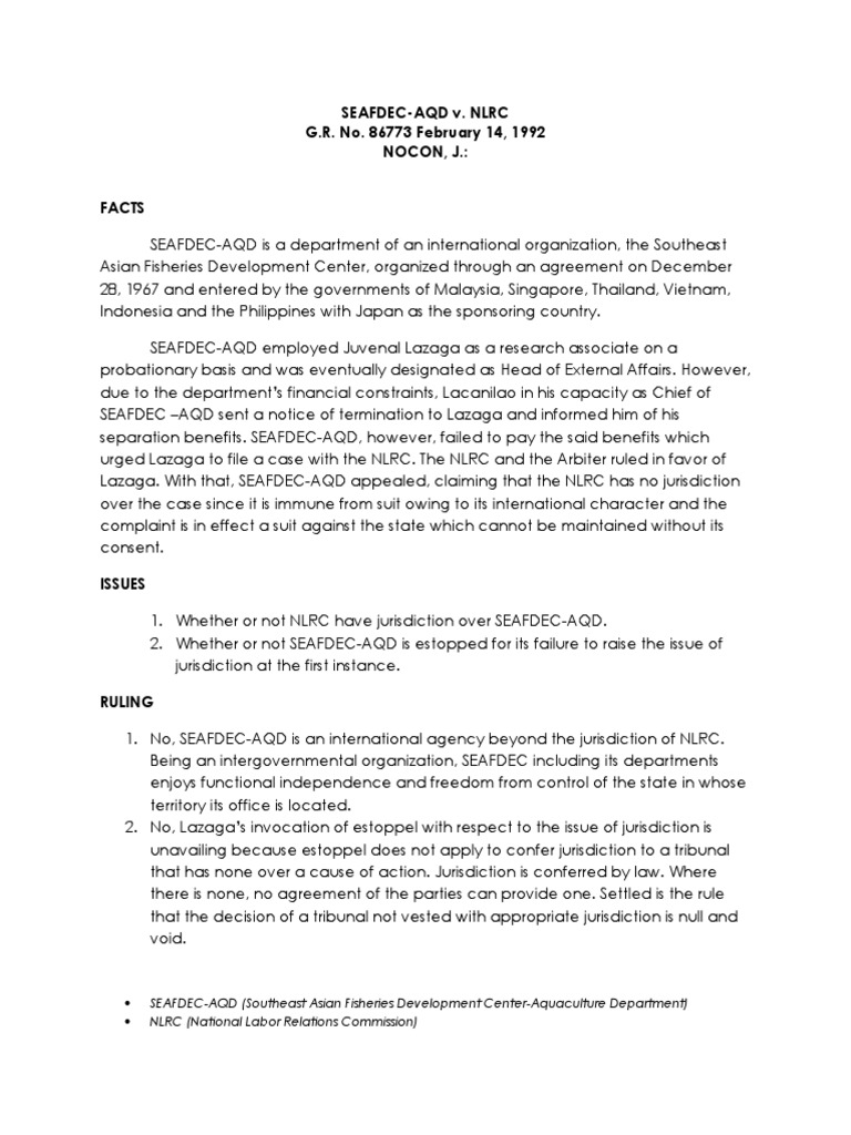 Seafdec Aqd v. NLRC | PDF