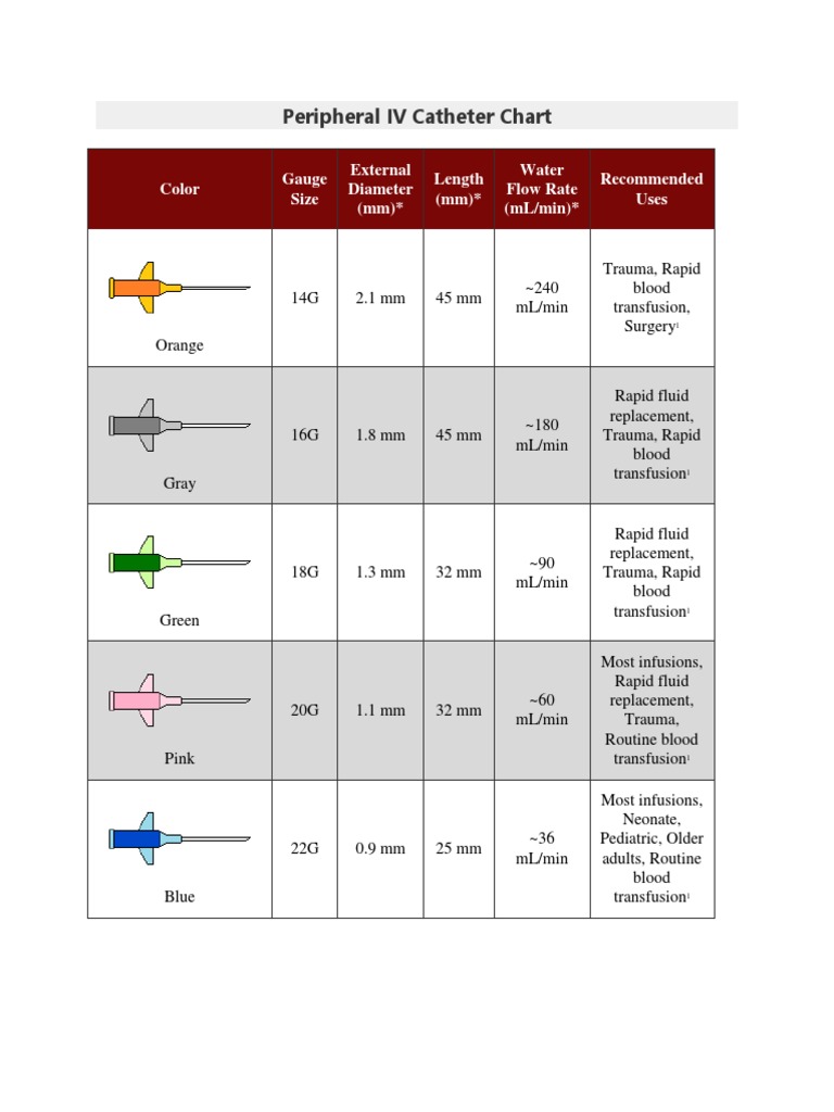 Peripheral IV Catheter Chart | PDF | Intravenous Therapy | Blood Plasma