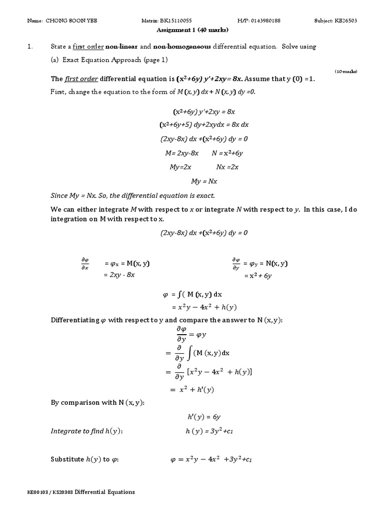 Assignment 1 | PDF | Nonlinear System | Equations