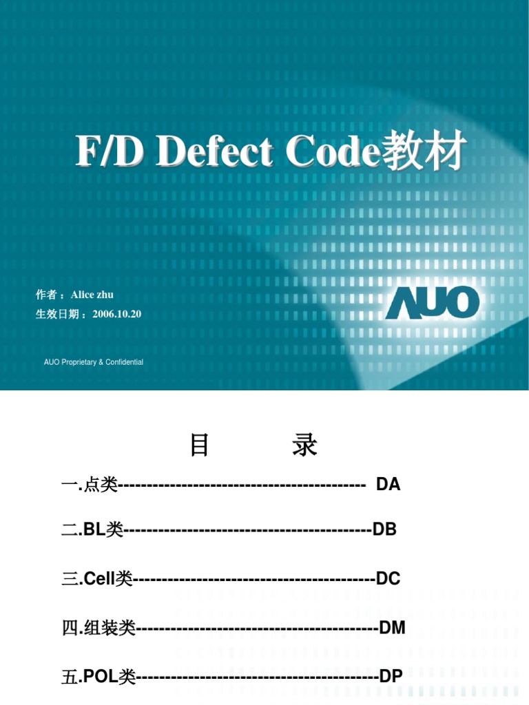LCD Panel Defect Code | PDF