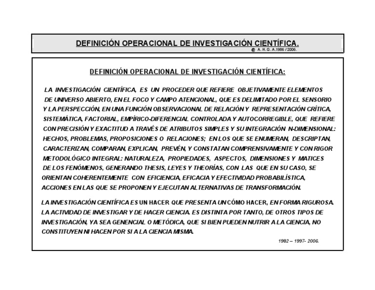 Definicion Operacional de Investigacion Cientifica | PDF