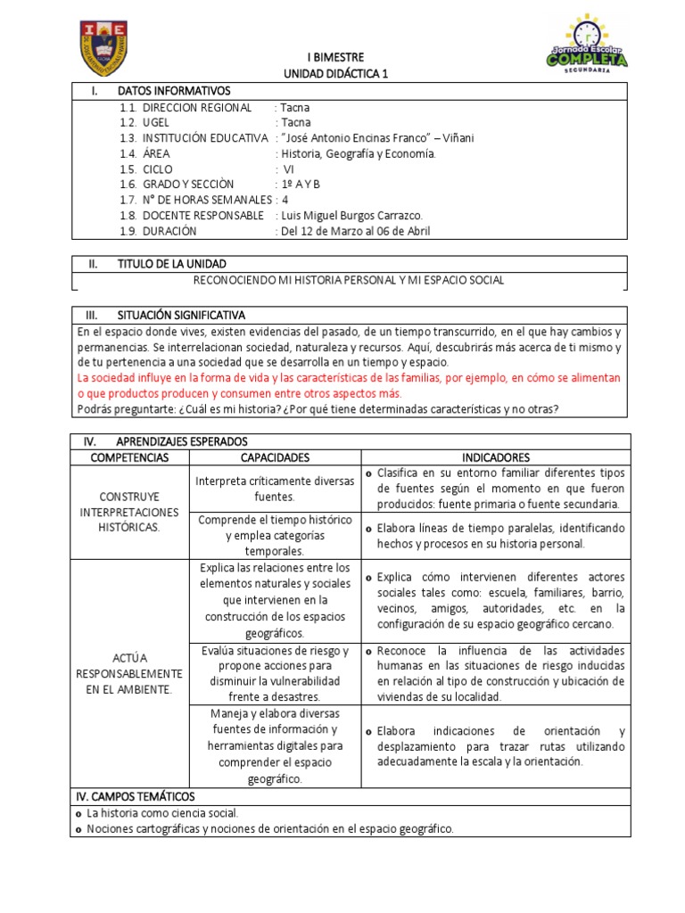 Unidad 7: Historia Personal y Social | PDF | Geografía | Sociedad