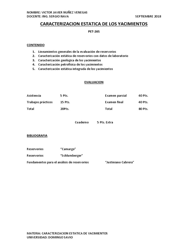 Caracterizacion Estatica de Los Yacimientos - 2 (Autoguardado) | PDF ...